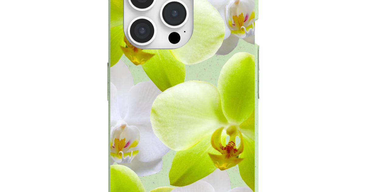 Sage Green Orchid Blooms iPhone 15 Pro Case – Pela Case