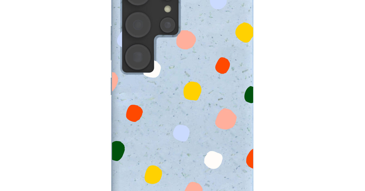 Powder Blue Rainbow Dots Samsung Galaxy S24 Ultra Case – Pela Case