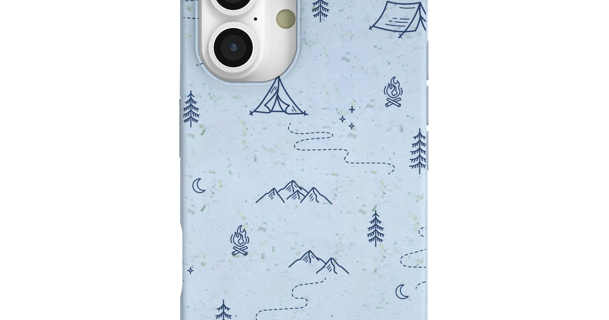 Powder Blue Camp Nights iPhone 16 Case – Pela Case