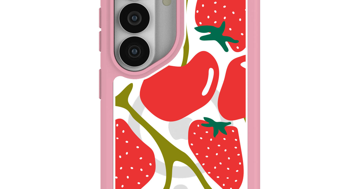 Clear Cherry Berry Samsung Galaxy S26 Case With Petal Pink Ridge (Magn ...