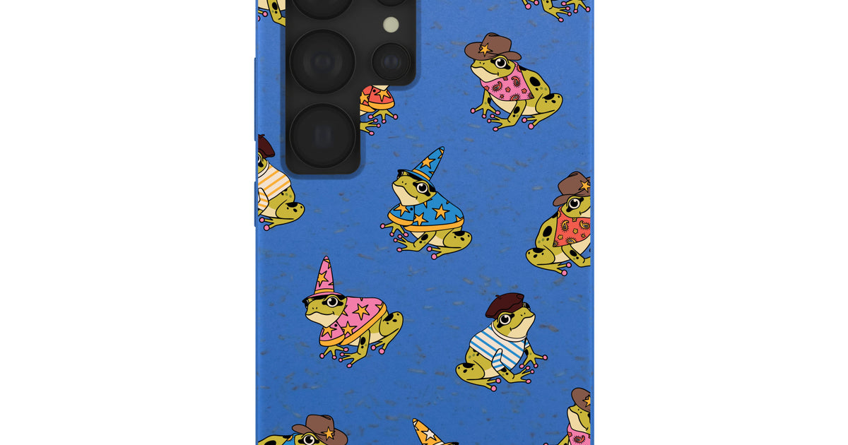 Electric Blue Fancy Frogs Samsung Galaxy S25 Ultra Case – Pela Case