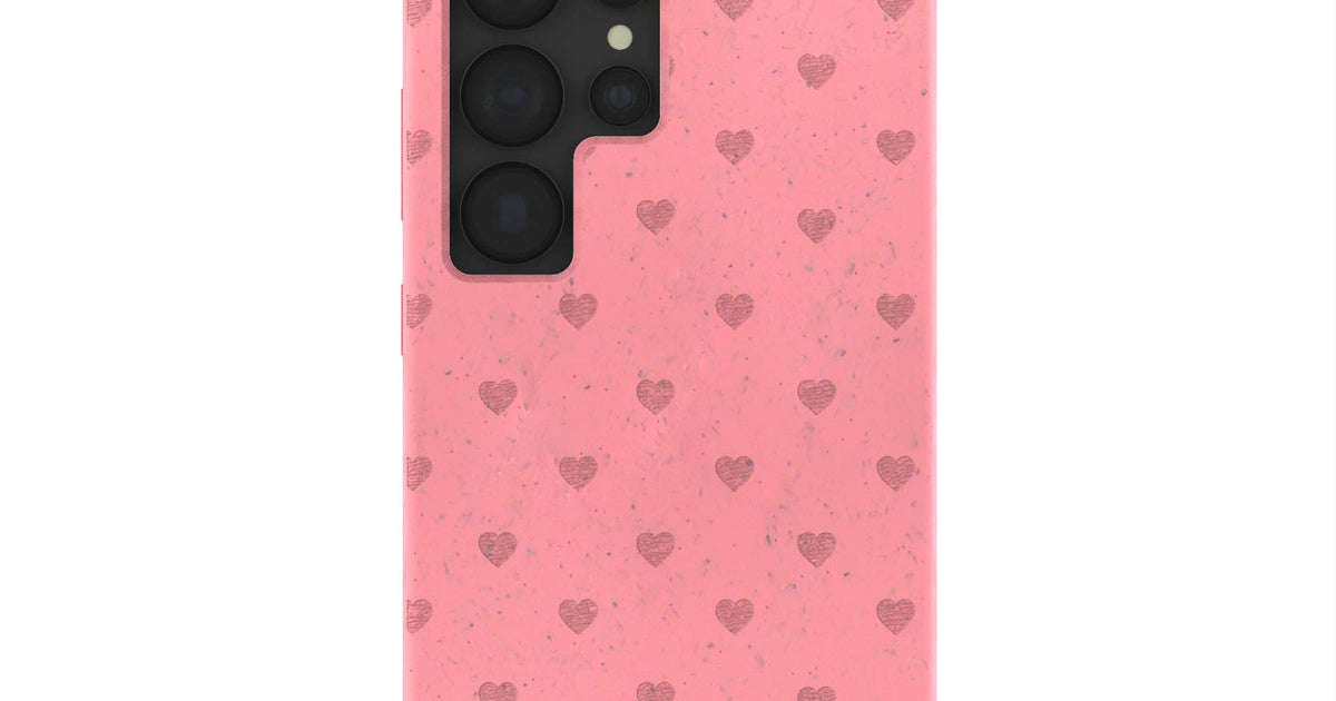 Bubblegum Pink Hearts Samsung Galaxy S25 Ultra Case – Pela Case