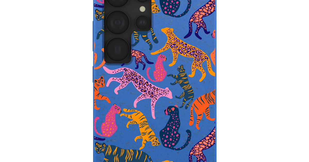 Electric Blue Jungle Cat Samsung Galaxy S25 Ultra Case – Pela Case
