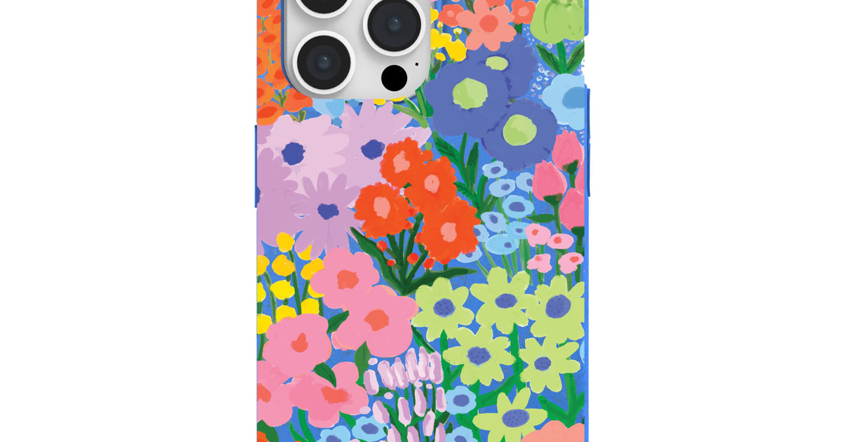 Electric Blue Painted Garden iPhone 15 Pro Max Case – Pela Case