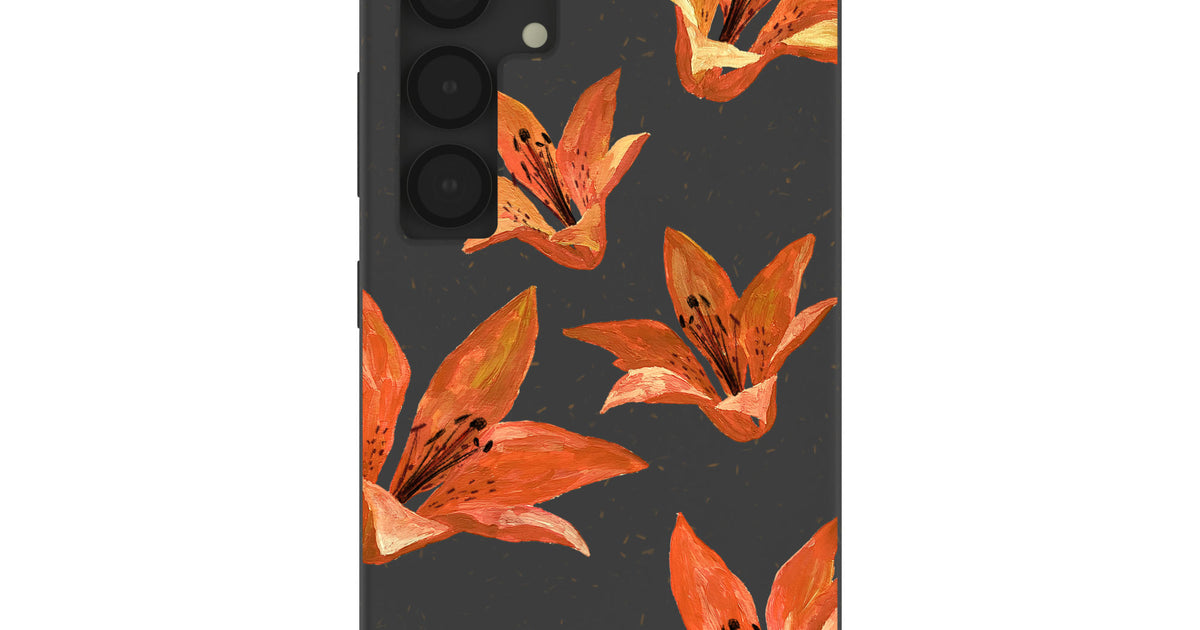 Black Tiger Lily Samsung Galaxy S25 Case – Pela Case