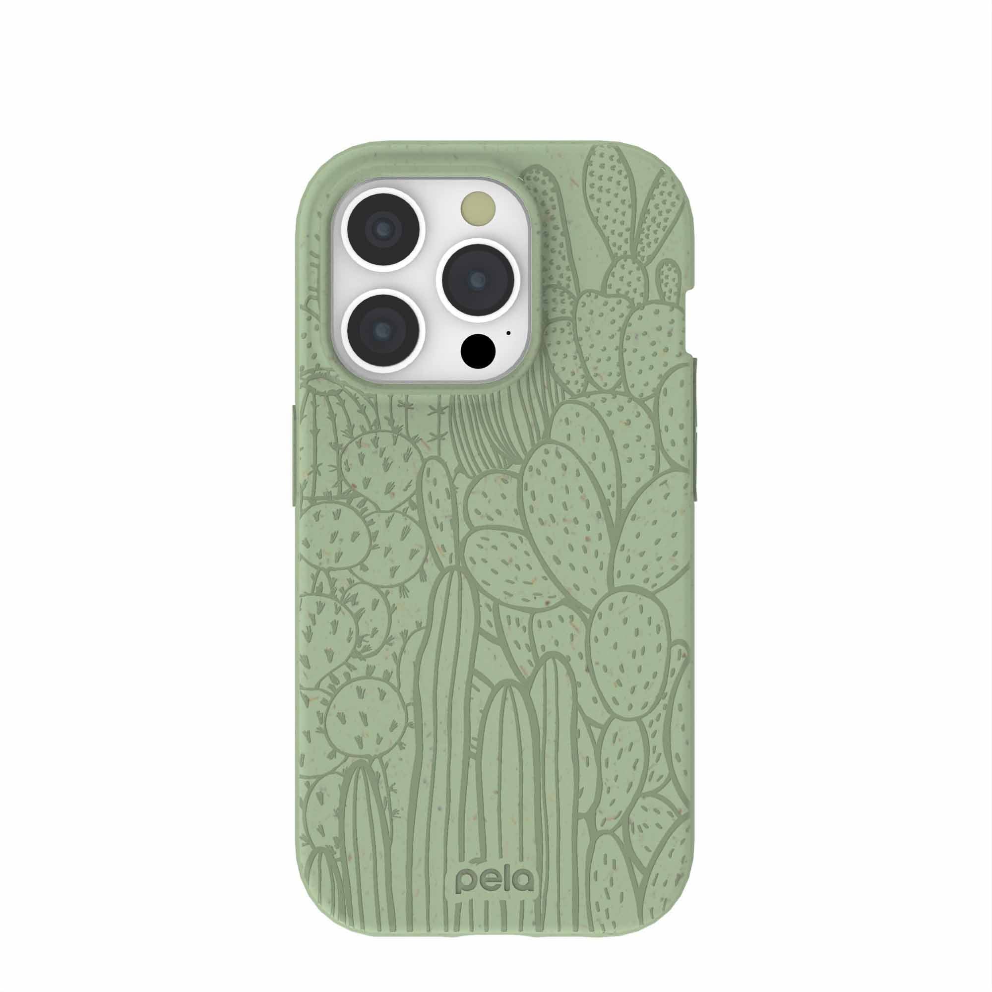 Sage Green Cacti iPhone 15 Pro Case – Pela Case